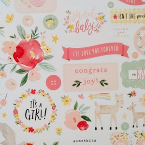 Welcome Baby Girl Stickers, 12" Cardstock Sticker Sheets, Scrapbook ...