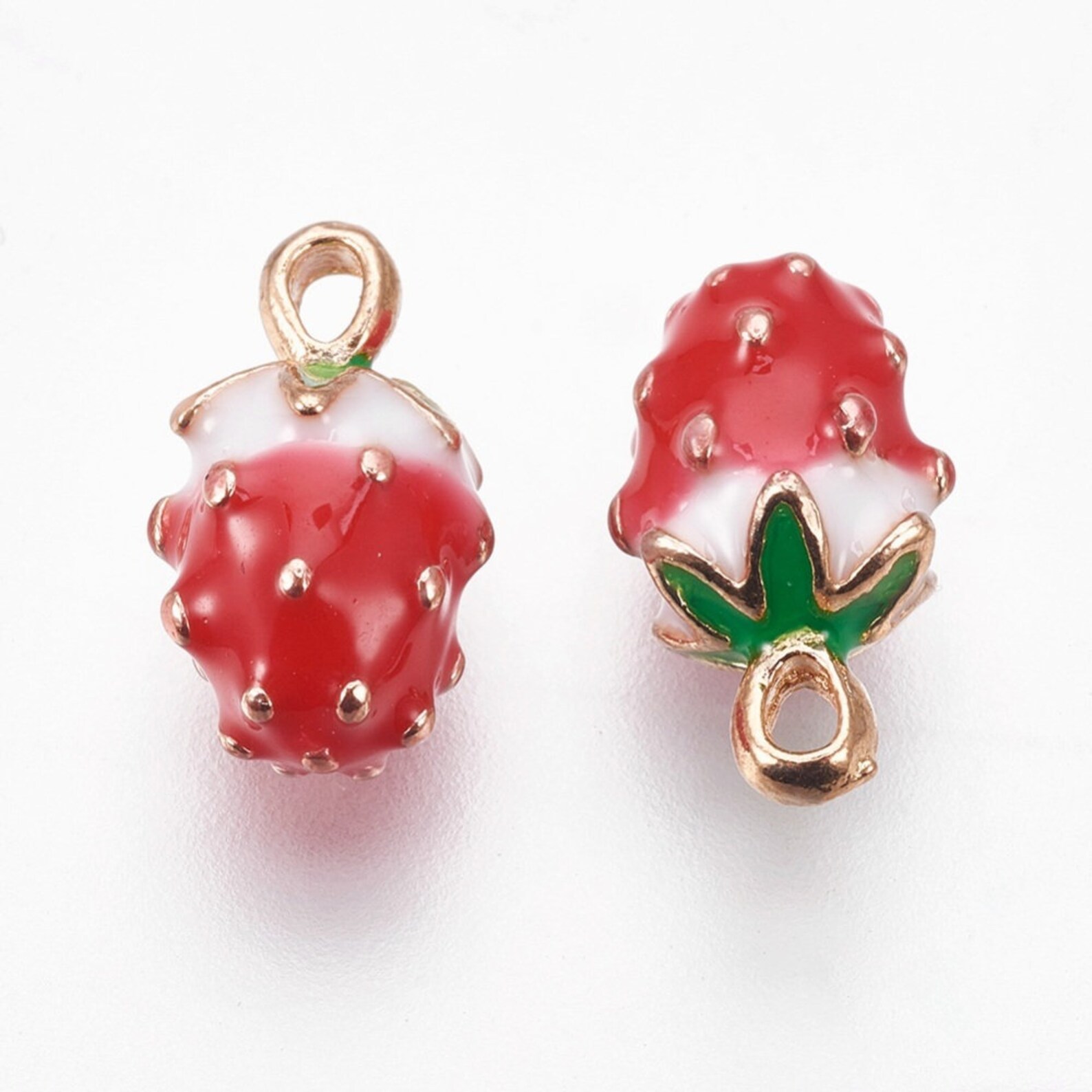Set of 6 Strawberry Charms Small Red Berries Fruit Jewelry - Etsy Israel