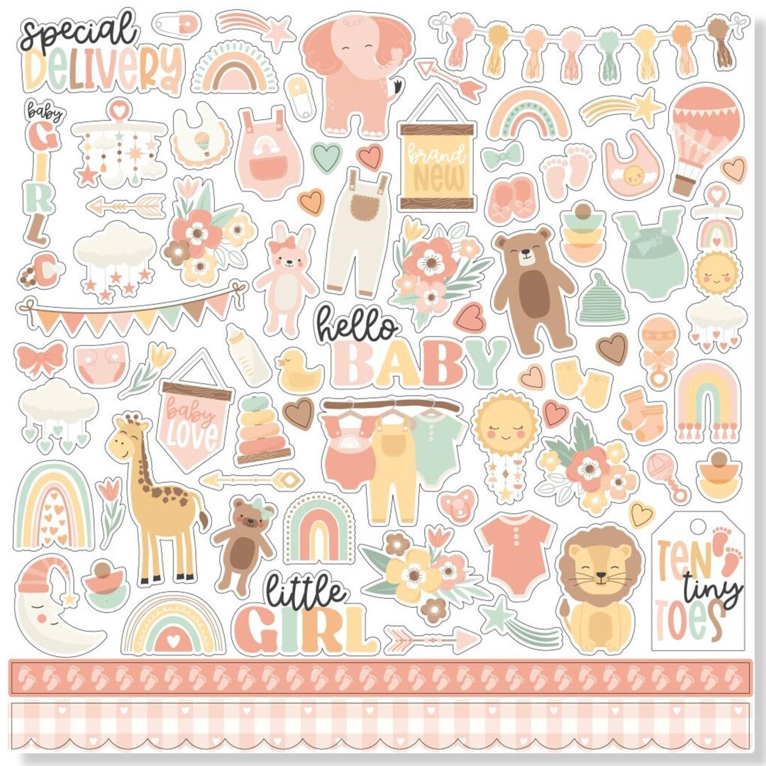 Our Baby Girl Stickers, 12"x12" Sticker, Sticker Sheets, Scrapbook ...