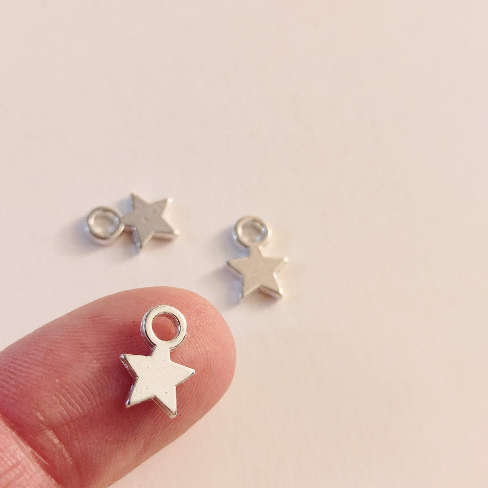 Small Silver Stars, Star Charms, Celestial Jewelry, Tibetan Style ...