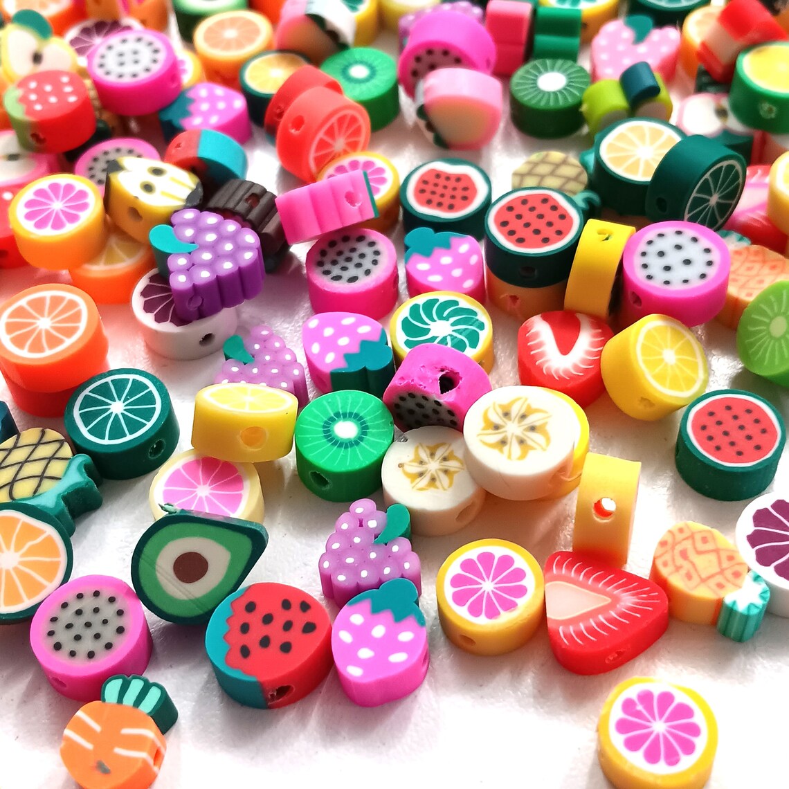 75/150pc, Polymer Fruit Beads, Clay Beads, Fruit Beads, Mixed Fruit ...