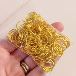 100 Pcs, 14mm Jump Rings, Golden Jump Rings, Closed but Unsoldered ...