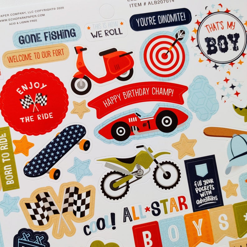All Boy Stickers 12x12 Sticker Scrapbook Paper - Etsy
