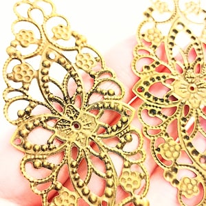 Set of 10, Filigree Findings, Detailed Lace, Bronze Iron Filigree ...