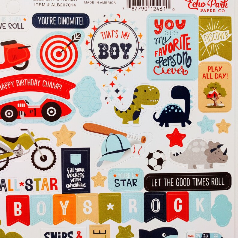 All Boy Stickers 12x12 Sticker Scrapbook Paper - Etsy