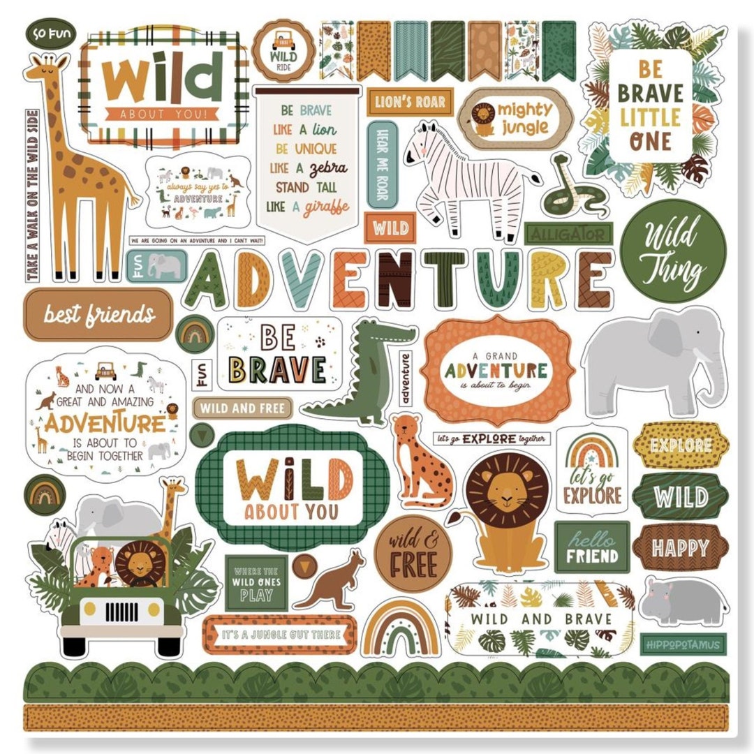 Little Explorer Stickers, Adventure Zoo Stickers, 12" Cardstock Sticker ...
