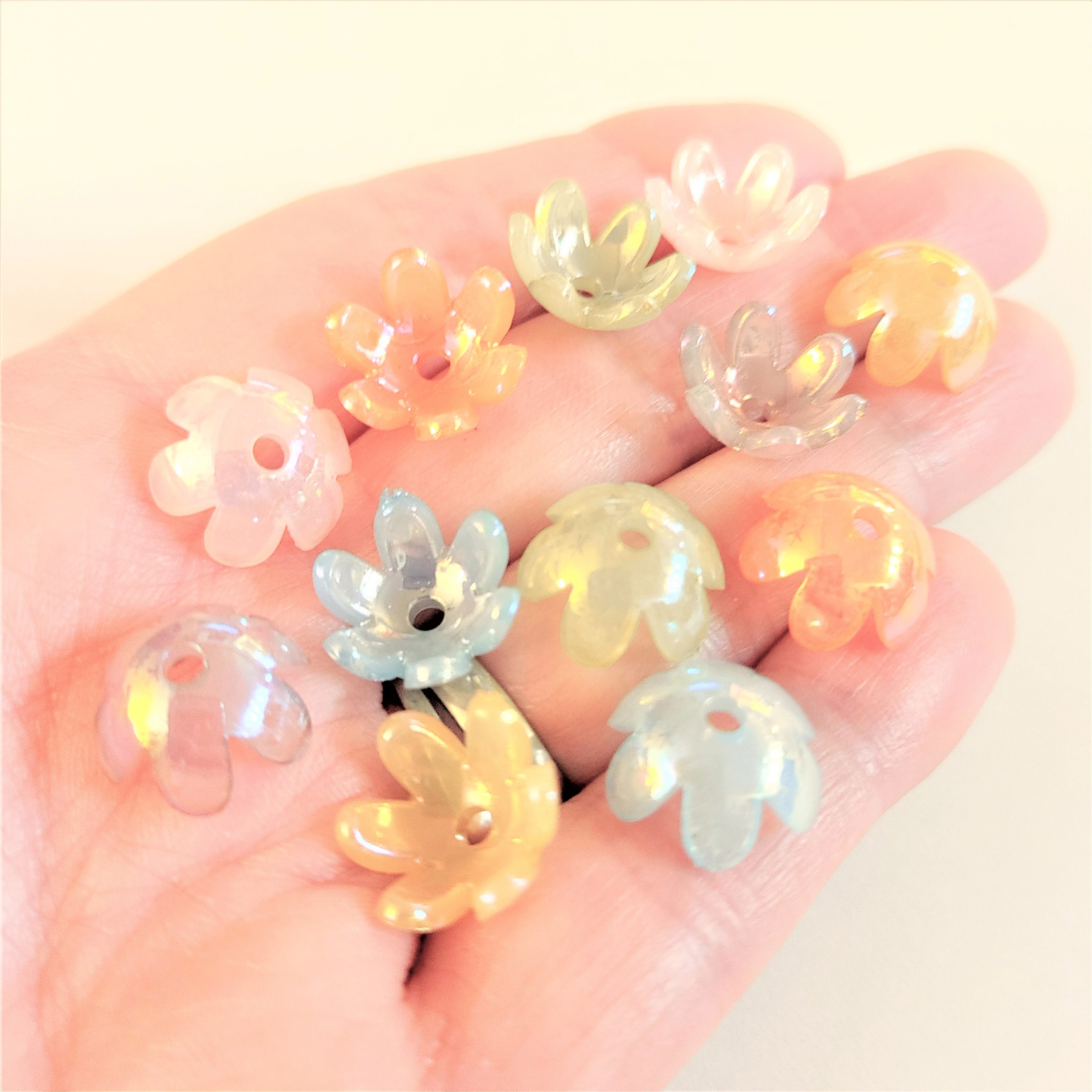 Set of 100 Acrylic Bead Caps 14mm Bead Caps Flower Caps | Etsy