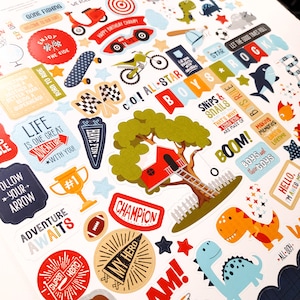 All Boy Stickers, 12x12 Sticker, Scrapbook Paper, Superhero Stickers ...
