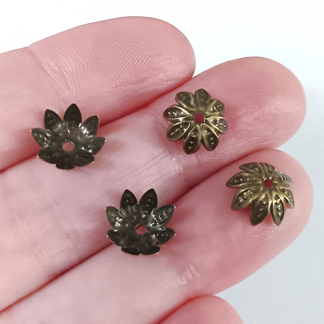 Set of 38, Bronze Bead Caps, 10mm Iron Bead Covers, #44E - Etsy