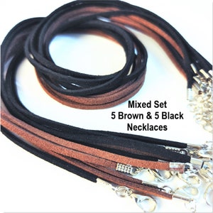 Set of 10, Faux Suede Necklaces- Black, Brown, or Mixed Sets ...