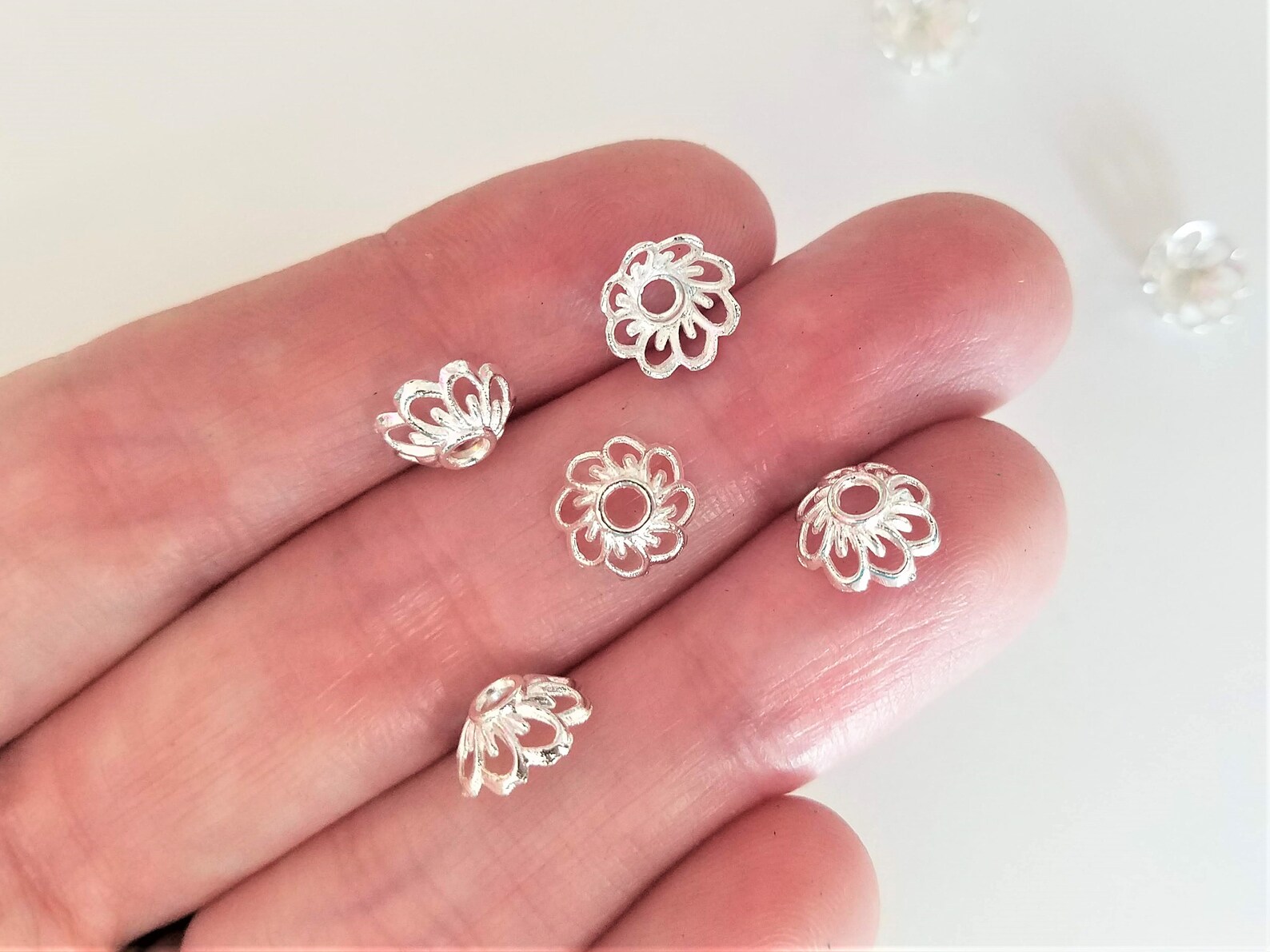 Set of 50 Silver Bead Caps 9x4mm Silver Caps Flower Caps - Etsy