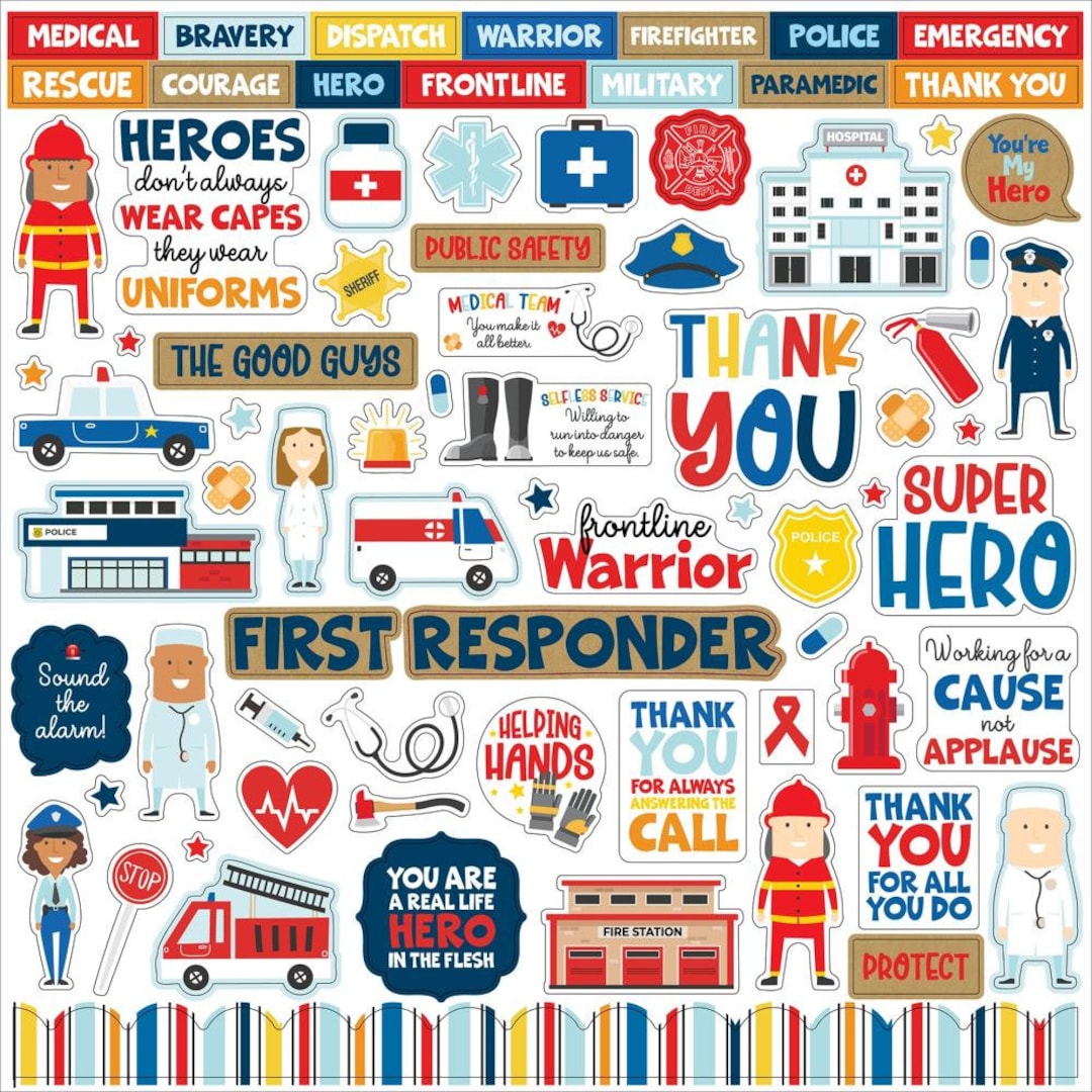 First Responder Stickers, 12" Stickers, Sticker Sheets, Cardstock ...