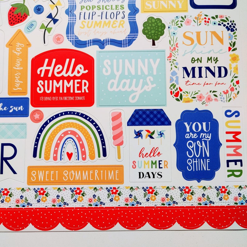 My Favorite Summer Stickers, 12" Cardstock Sticker Sheets, Scrapbook ...