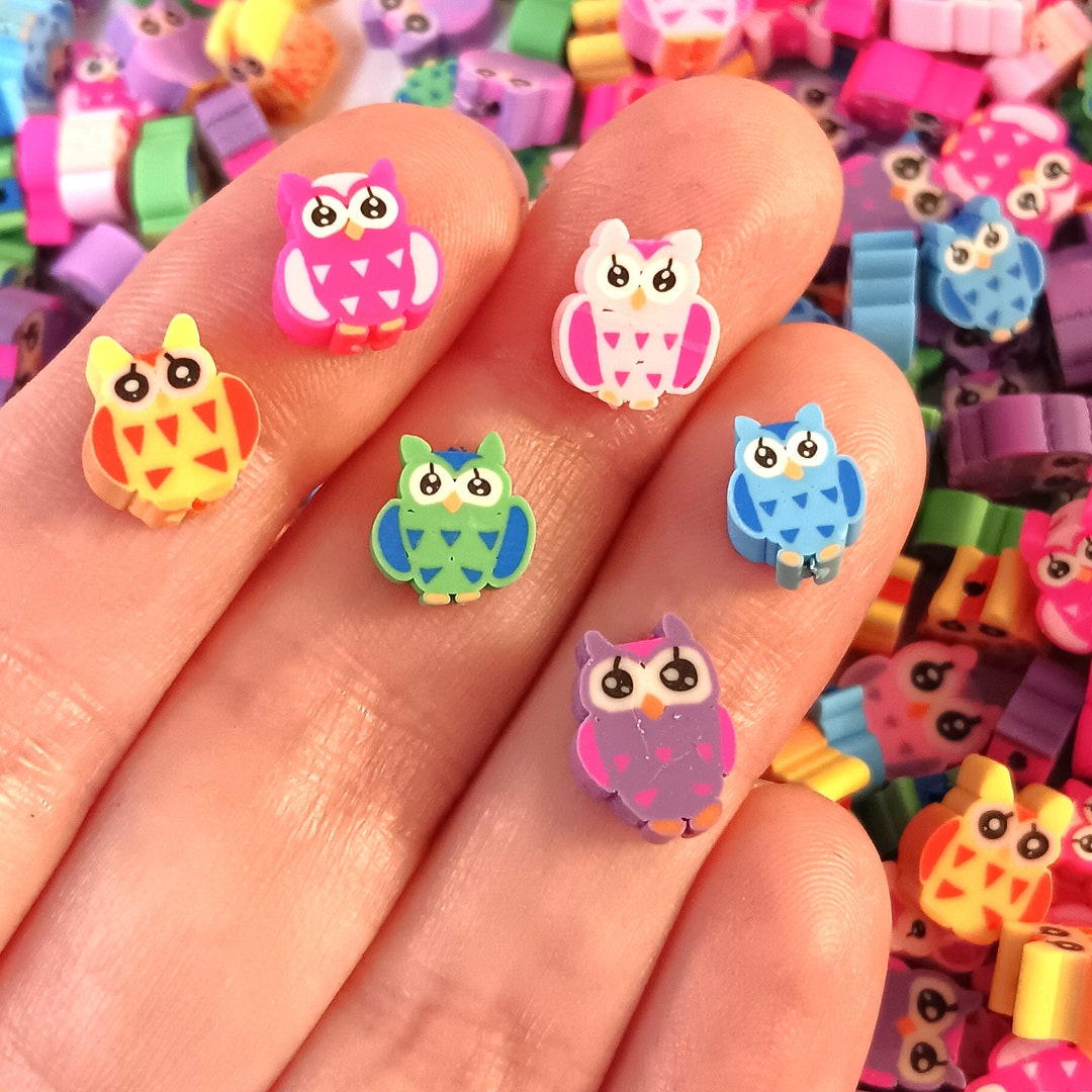 Polymer Owl Beads, Clay Beads, Owl Beads, Mixed Beads, Handmade Polymer ...