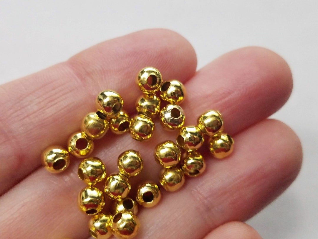 200, Iron Spacer Beads, Round Spacers, 5 Mm, Gold Beads, Round Beads ...