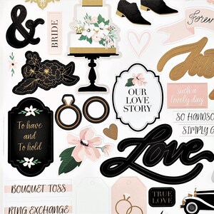 Wedding Day Stickers, 12" Cardstock Sticker Sheet, Gold Wedding ...