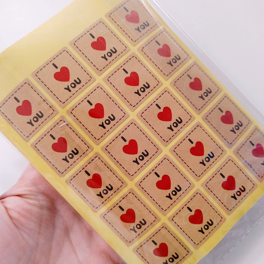 100 Stickers, I Love You Stickers, Heart Stickers, Kraft Stickers, Love ...