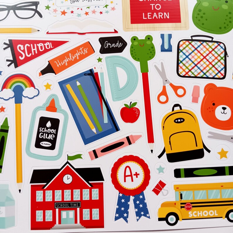 I Love School Stickers, 12"x12" Stickers, Cardstock Stickers, School ...