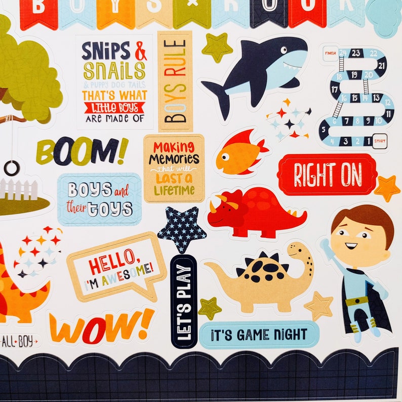 All Boy Stickers 12x12 Sticker Scrapbook Paper - Etsy