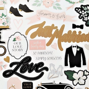 Wedding Day Stickers, 12" Cardstock Sticker Sheet, Gold Wedding ...