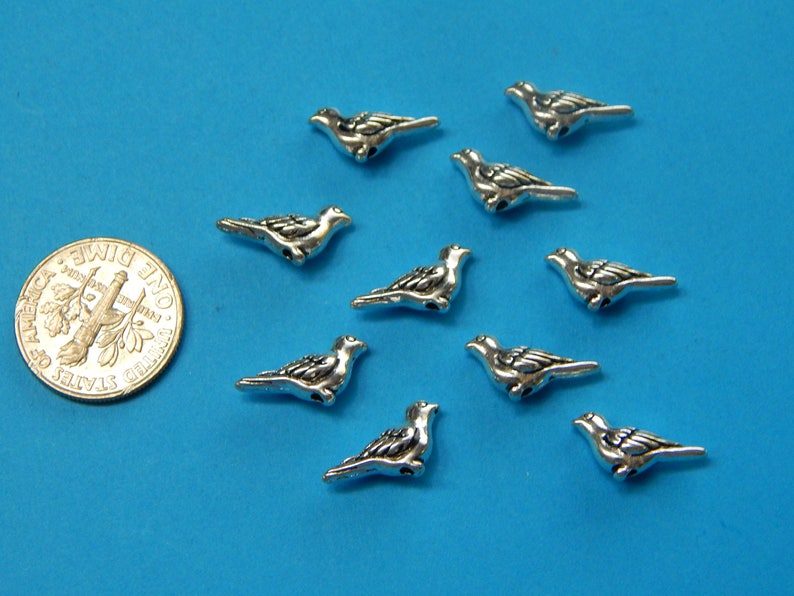Set of 25 Bird Bead Charms Silver Beads Silver Birds Small - Etsy