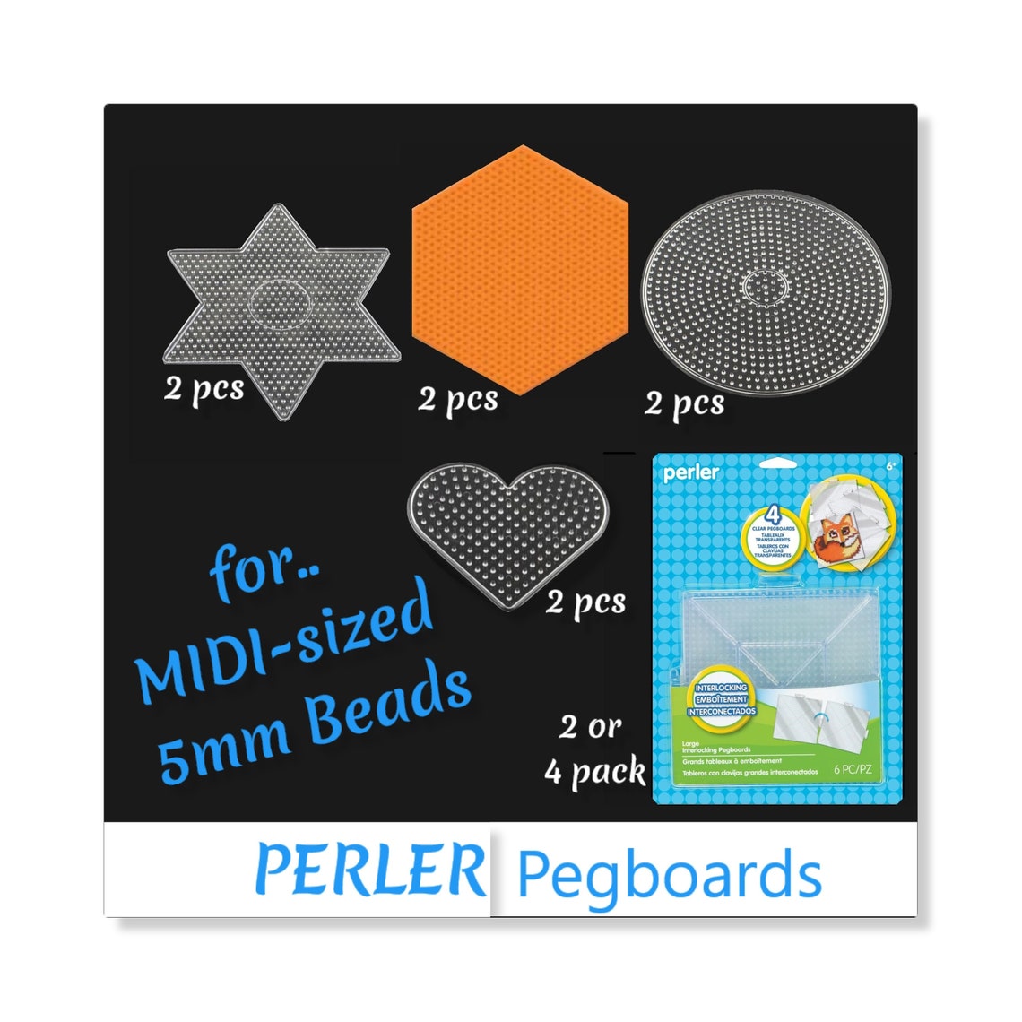 Perler Bead Pegboards, Large Square Pegboards, Square Interlocking ...
