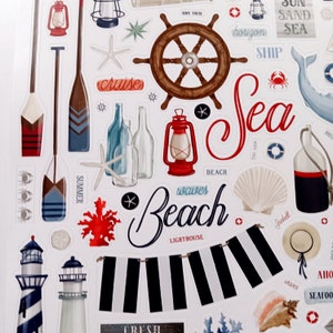 By the Sea Stickers, Beach Stickers, Scrapbook Sticker Sheets, Ocean ...
