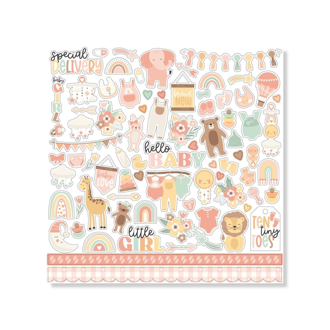 Our Baby Girl Stickers, 12x12 Sticker, Scrapbook Stickers, Baby Shower ...