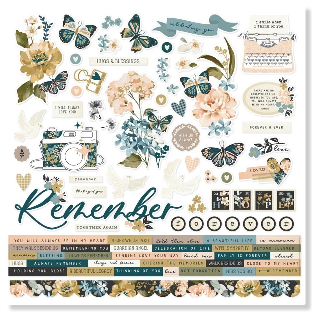 Remember Stickers, 12"x12" Cardstock Scrapbook Sticker Sheet, Memories ...