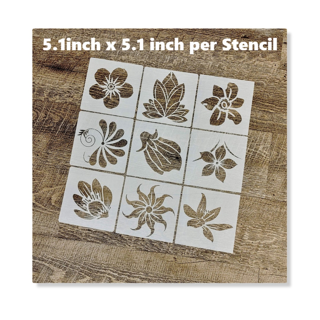 9pcs, Flower Stencils, Plastic Flower Template, Painting Stencil ...