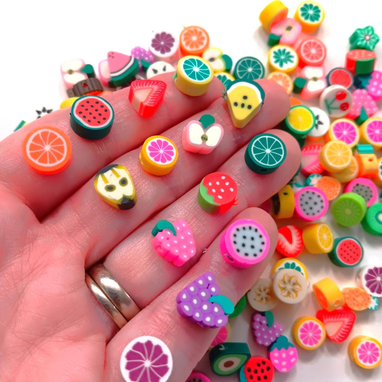 75/150pc, Polymer Fruit Beads, Clay Beads, Fruit Beads, Mixed Fruit ...