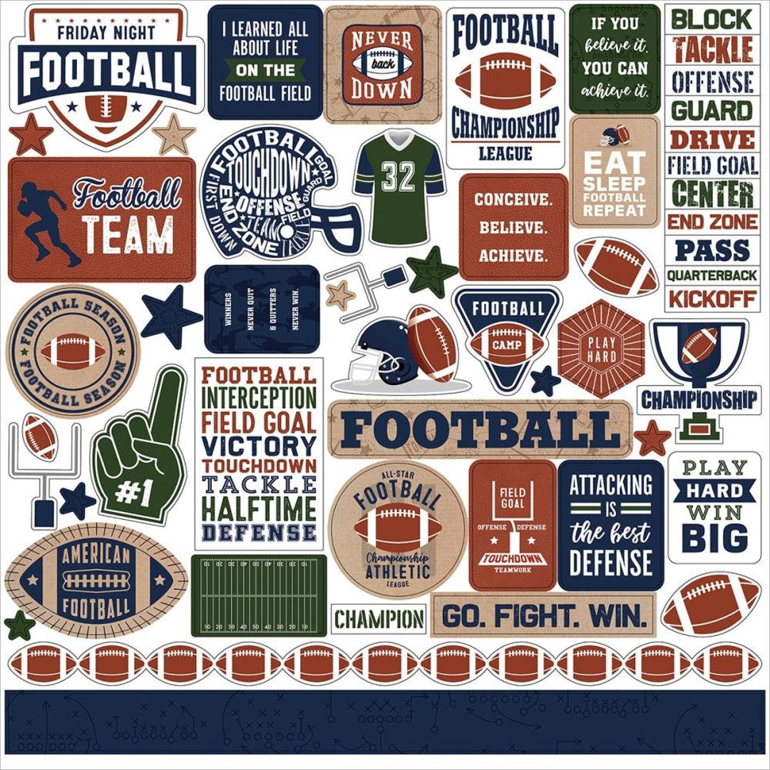 Football Stickers, 12"x12" Sticker, Scrapbook Stickers, Sports Fan ...