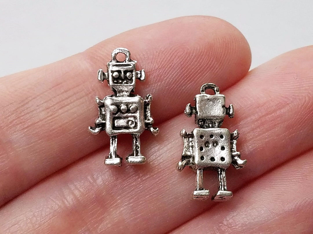 Set of 20, Robot Charms, Robot Pendants, Mechanical Charms, Silver ...