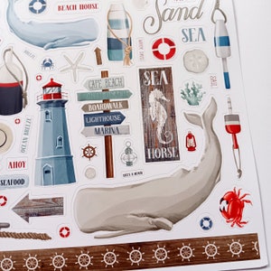 By the Sea Stickers, Beach Stickers, Scrapbook Sticker Sheets, Ocean ...
