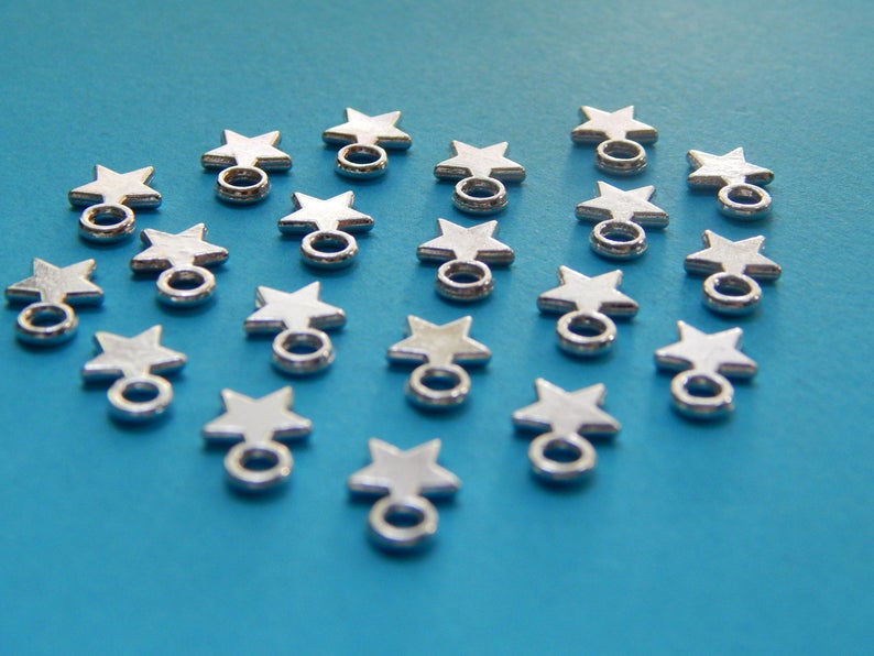 Small Silver Stars Star Charms Celestial Jewelry Tibetan | Etsy