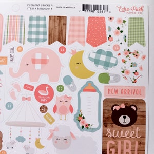 Baby Girl Stickers, 12"x12" Sticker, Scrapbook Paper, Baby Stickers ...