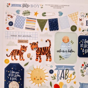 Welcome Baby Boy Stickers, 12" Cardstock Sticker Sheets, Scrapbook ...