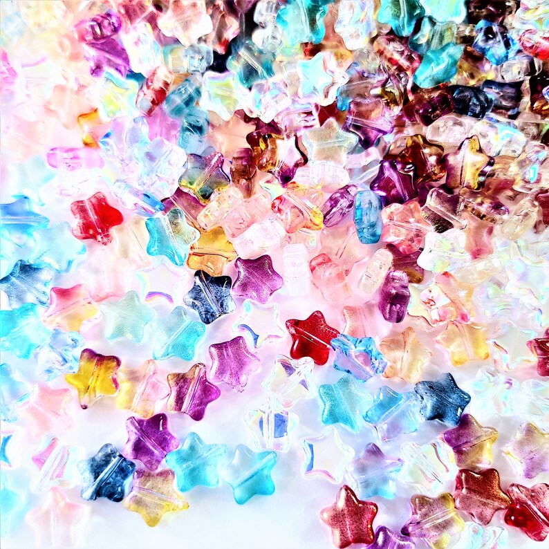 Set of 50 Glass Stars AB Colorful Stars Transparent Star - Etsy