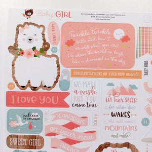 Baby Girl Stickers, 12"x12" Sticker, Scrapbook Paper, Baby Stickers ...