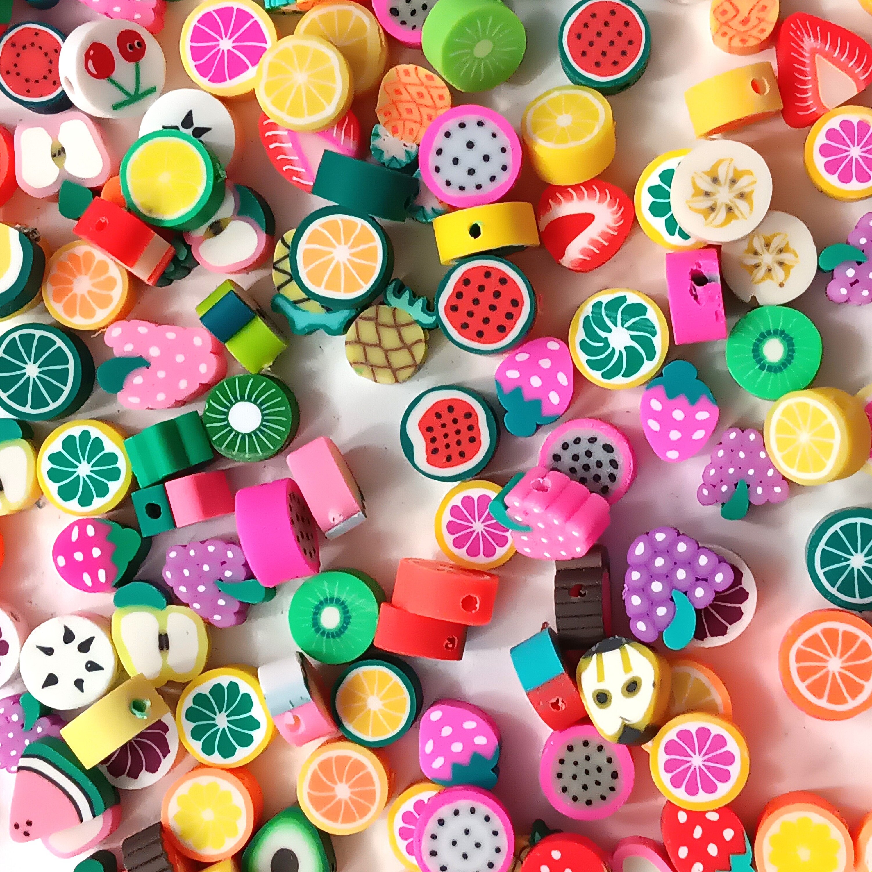 75/150pc, Polymer Fruit Beads, Clay Beads, Fruit Beads, Mixed Fruit ...