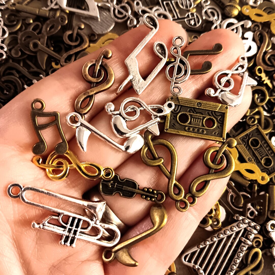 Set of 25, Silver Bronze Red Copper, Mixed Metals, Musical Pendants ...