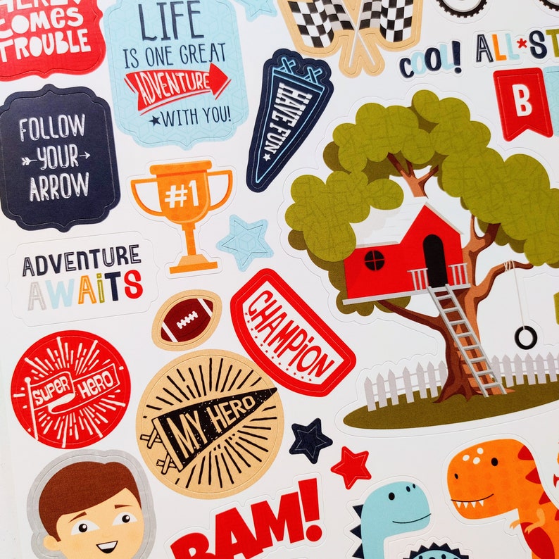 All Boy Stickers 12x12 Sticker Scrapbook Paper - Etsy