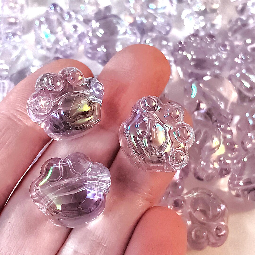 15 Pcs, Acrylic Paws, AB Puppy Paws, Large Hole, Paw Beads, Iridescent ...
