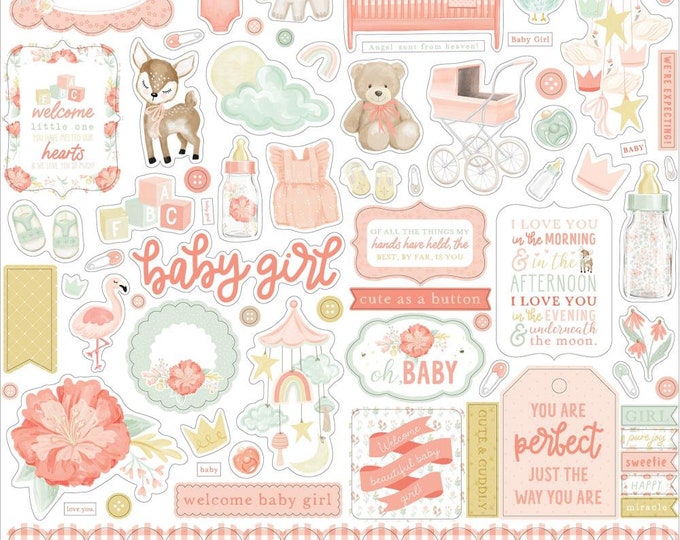 It's a Girl Stickers, 12"x12" Sticker, Scrapbook Sticker Sheets, Baby ...
