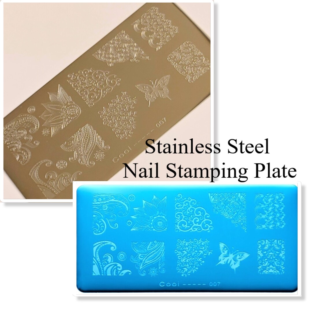 1 Nail Stamping Plate, Floral Border Designs, Stainless Steel, Nail Art ...