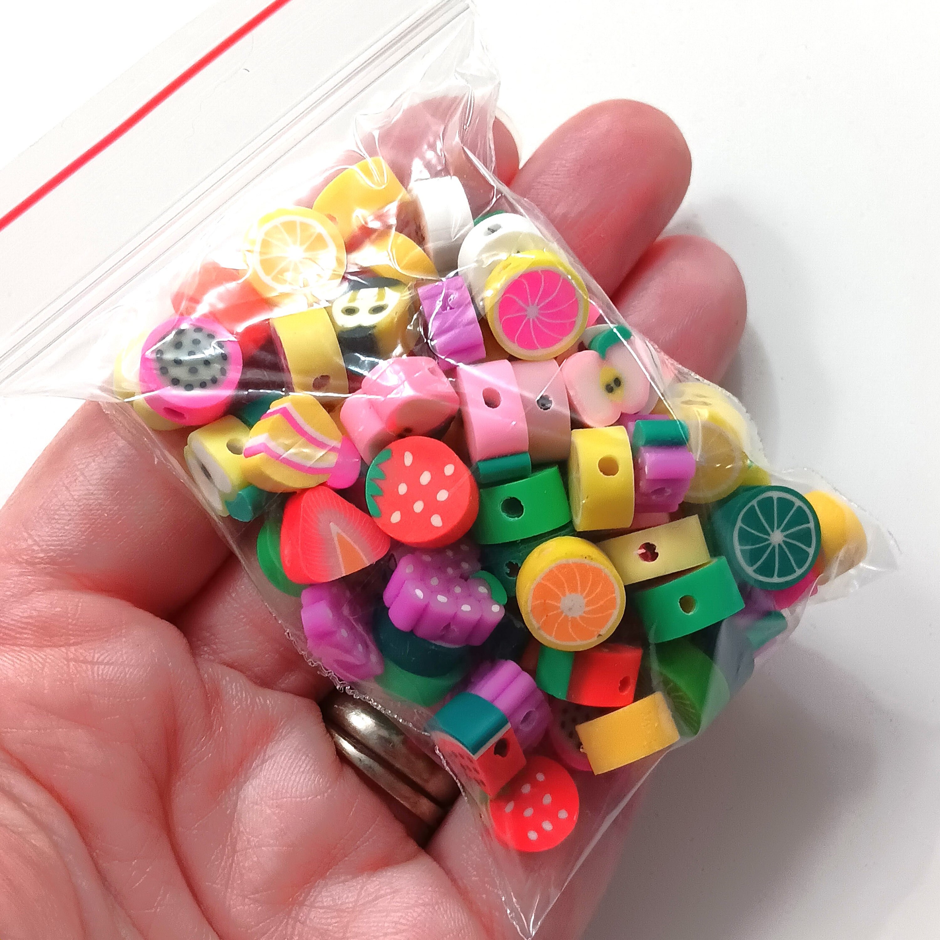75/150pc, Polymer Fruit Beads, Clay Beads, Fruit Beads, Mixed Fruit ...