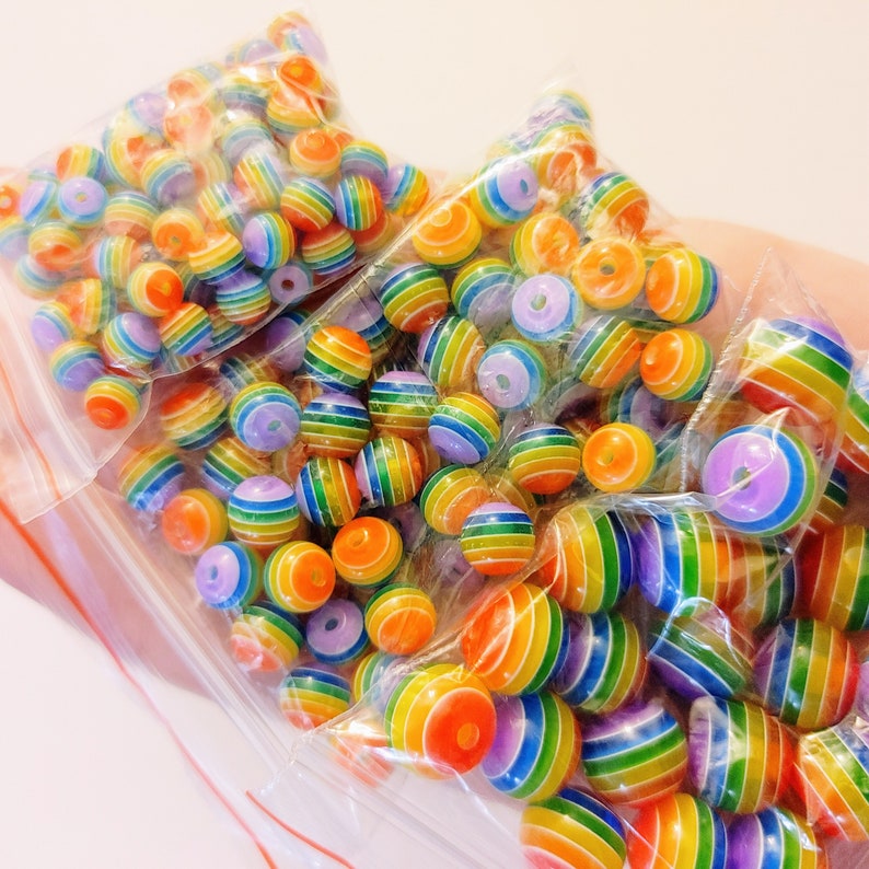 Rainbow Beads Resin Beads Colorful Striped Beads Rainbow - Etsy