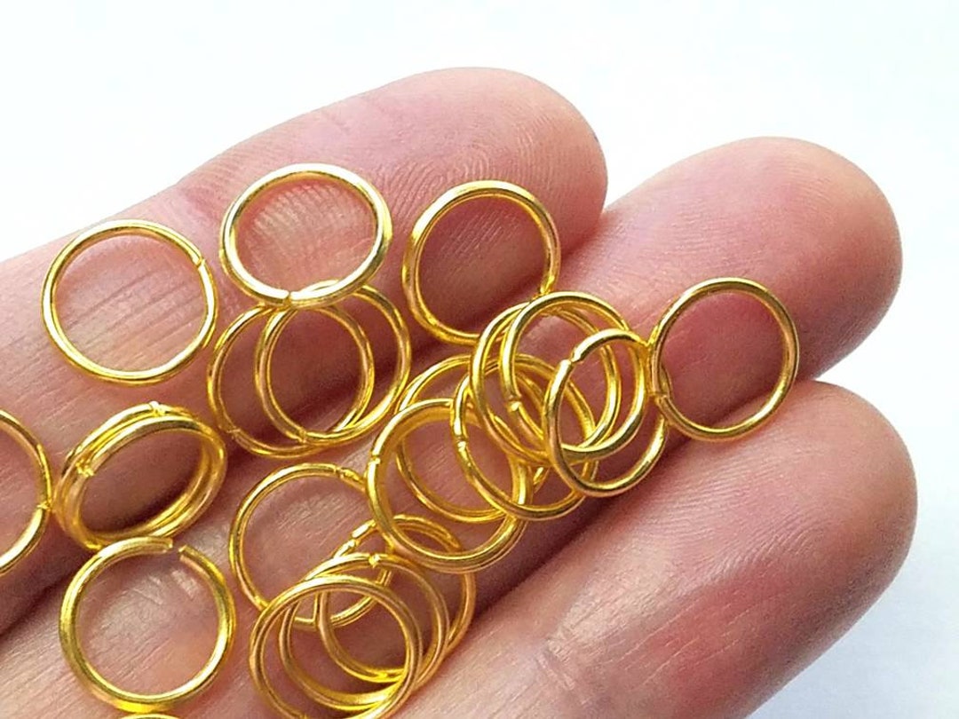 100, 10mm Jump Rings, Golden Jump Rings, Closed but Unsoldered, Gold ...