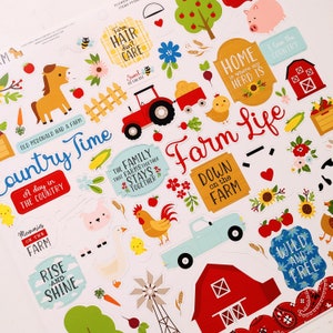 Fun on Farm Stickers, 12"x12" Stickers, Scrapbook Stickers, Farm Life ...