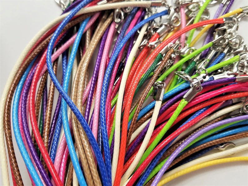 Set of 10 Colorful Necklace Cord Waxed Cotton Bright - Etsy
